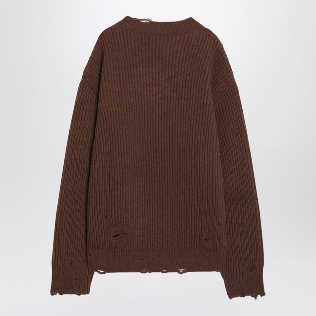 MM6 Maison Margiela Men's Distressed Wool-blend Sweater | ShopSimon