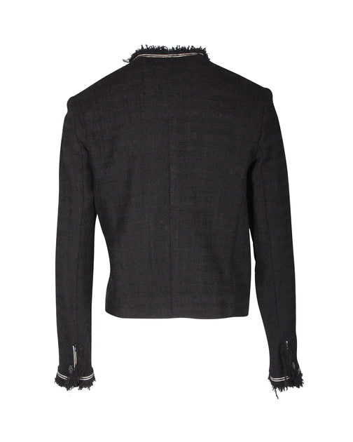 Isabel Marant Etoile Ferris Fringed Tweed Jacket In Black Cotton ...