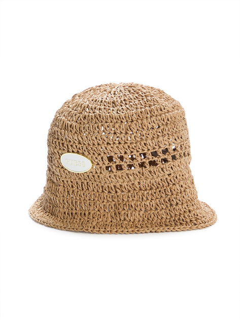 Guess Factory Woven Raffia Bucket Hat | ShopSimon