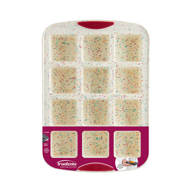 Trudeau Structure Silicone 12 Cavity Mini Brownie Pan, Confetti/fuchsia ...
