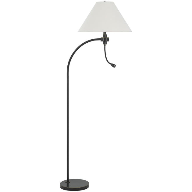 Hivvago Ashy 68 Inch Floor Lamp, Gooseneck LED, White Shade, Brass Arc ...