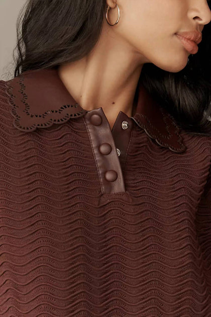 En Saison Delphine Top In Plum Brown | ShopSimon