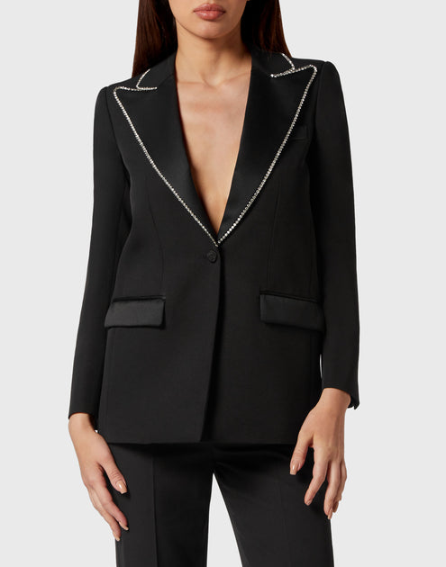 PHILIPP PLEIN Cady/Satin Boxy Blazer Teddy Bear | ShopSimon