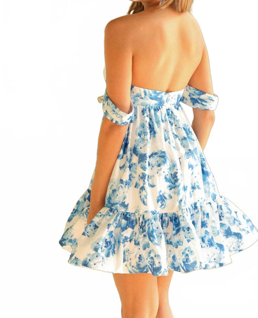 Ava Presley Mini Dress In Light Blue/white | ShopSimon