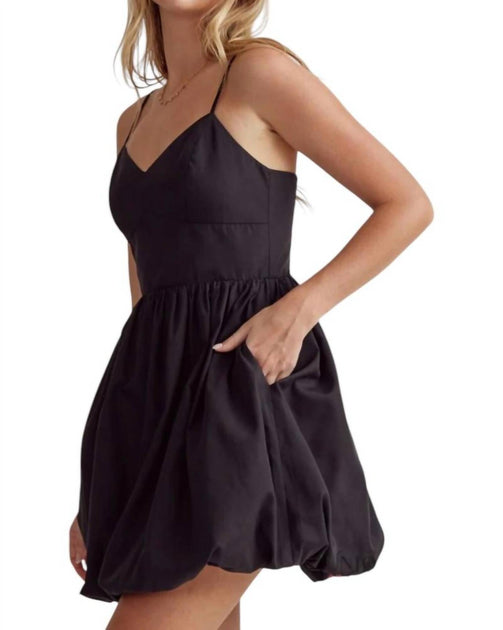 entro Marisa Spaghetti Strap Bubble Mini Dress In Black | ShopSimon