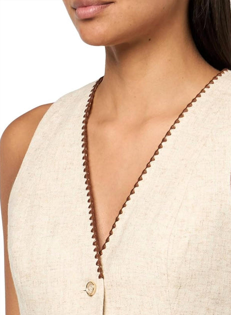 Ramy Brook Pilar Embroidered Vest In Linen | ShopSimon