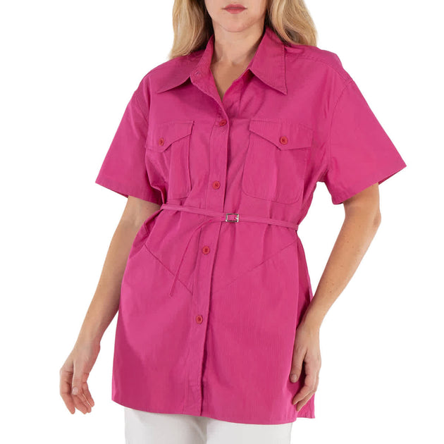 Our Legacy Ladies Cerise Cotton Ripstop Backless Army Shirt | ShopSimon