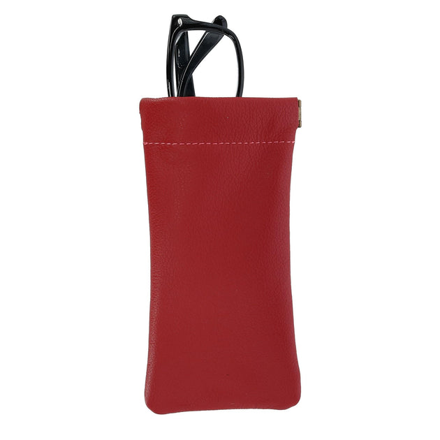 CTM Leather Push Mouth Pebble Grain Eyeglass Holder | ShopSimon