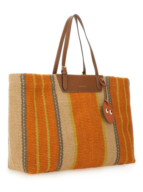 Anya Hindmarch Textured Tote Bag With Stripe Design | ShopSimon
