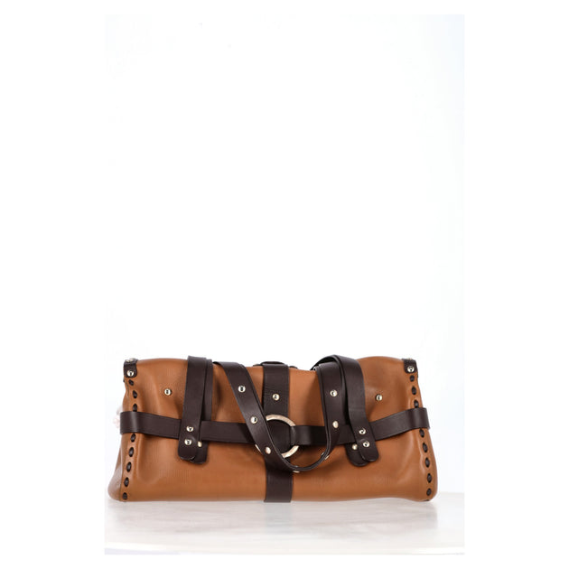 Jimmy Choo Vintage Studded Shoulder Bags In Brown Leather | ShopSimon