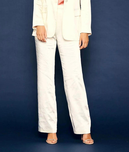 SKIES ARE BLUE Dull Satin Pants In Cream | ShopSimon