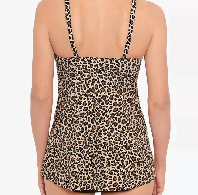 Swim Solutions Princess Seam Tankini Top In Black Multi | ShopSimon