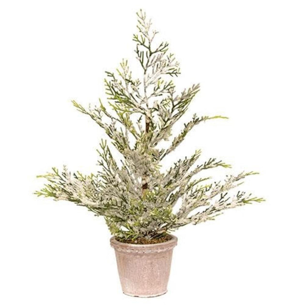 HomeGifo Snowy Juniper Tree In Planter | ShopSimon