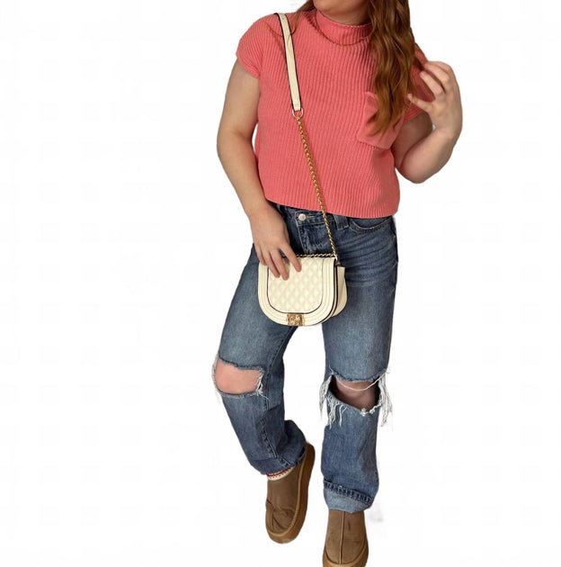 Jen & Co. Women's Diana Quilted Push-Lock Crossbody Bag In White ...