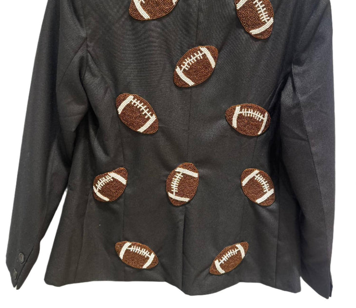 TIANA Women Custom Blazer With Footballs In Black | ShopSimon