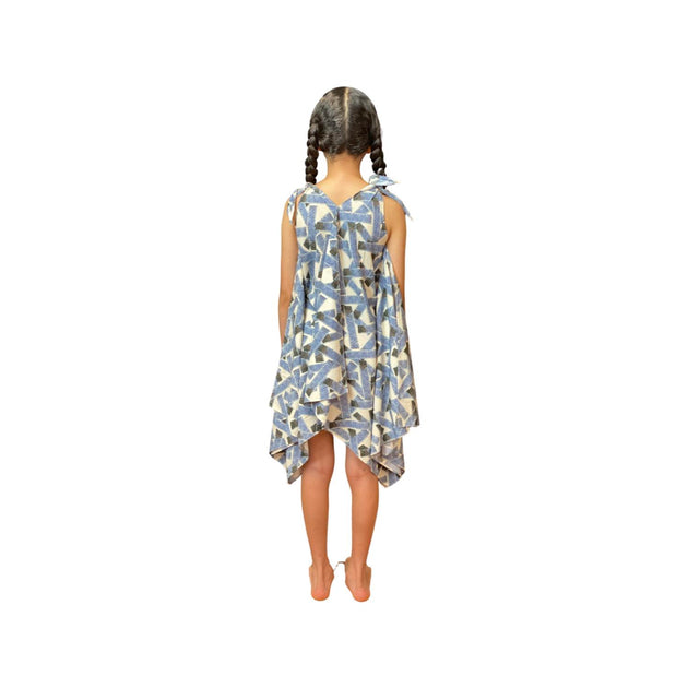 Coradorables Girls Tribal Handkerchief Dress In Blue | ShopSimon