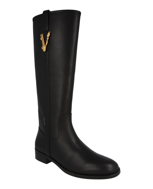 Versace Virtus Leather Boots | ShopSimon
