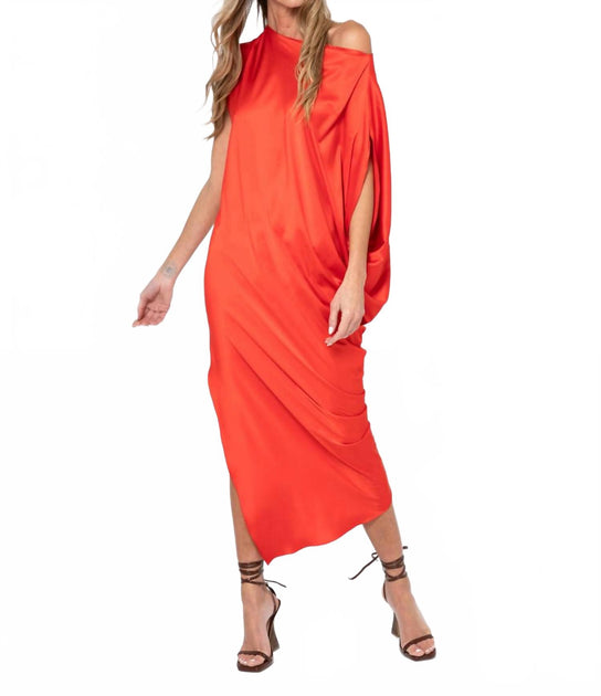 JBQ Mariah Midi Dress In Chilli Red | ShopSimon