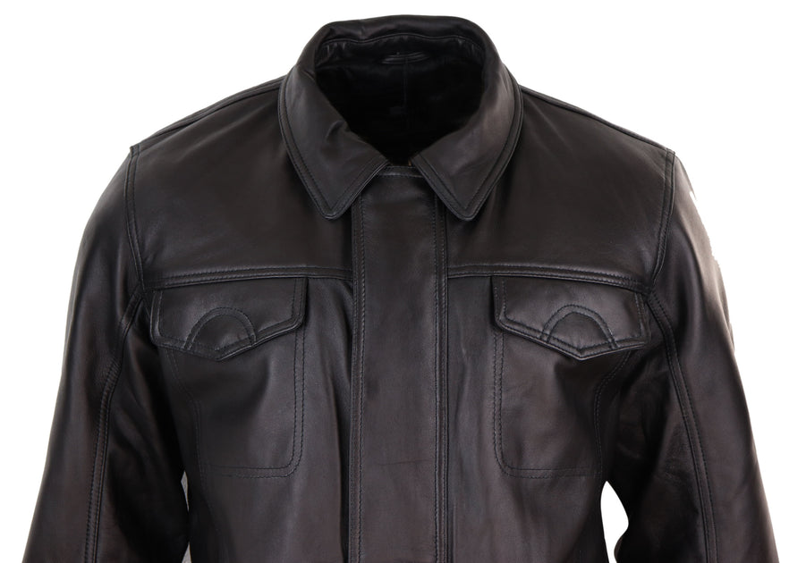 TruClothing Classic Leather Safari Jacket Overcoat Napa | ShopSimon