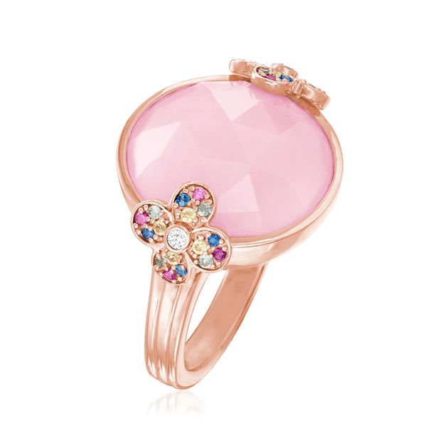 Ross-Simons Pink Opal And Multicolored Sapphire Floral Ring With White ...
