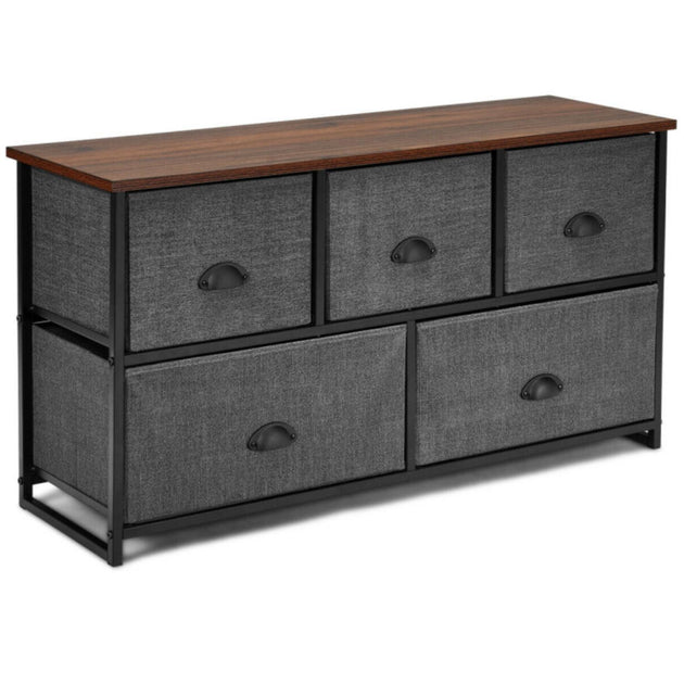 Hivvago Wood Dresser Storage Unit Side Table Display Organizer-Gray ...