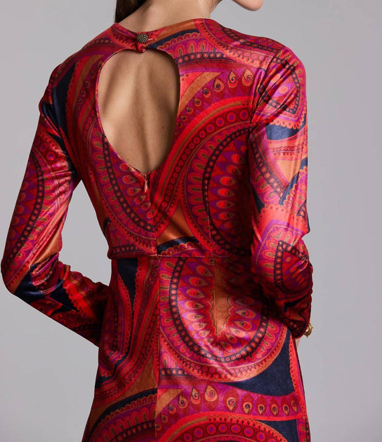 Tyler Boe Dana Midi Velvet Paisley Dress In Multi | ShopSimon