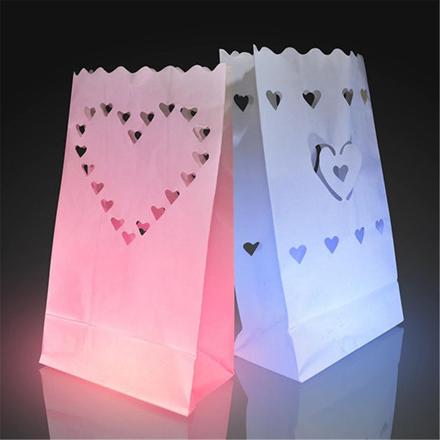 Blinkee Luminary Bags With Heart Designs | ShopSimon
