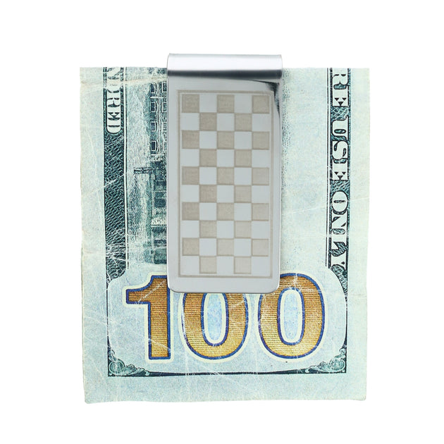 CTM Men's Stainless Steel Checkerboard Money Clip | ShopSimon