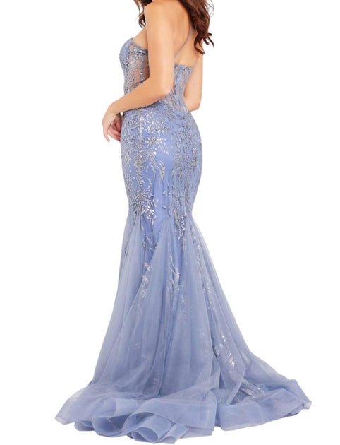 JOVANI Illusion Corset Bodice Embellished Dress In Cloud | ShopSimon