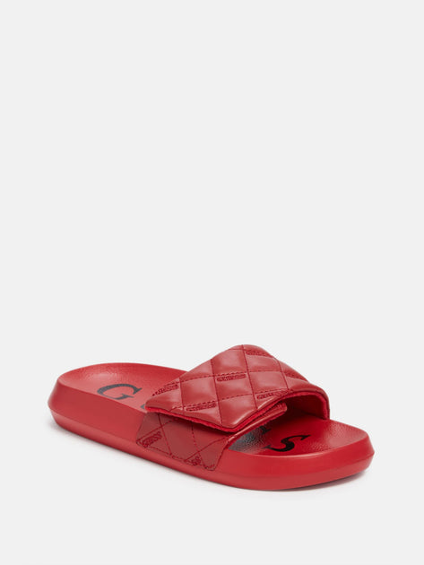 Guess Factory Pearlin Quilted Pool Slides | ShopSimon