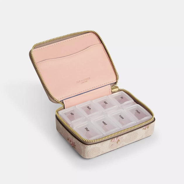 Coach Outlet Weekly Pill Box In Signature Canvas With Floral Print ...