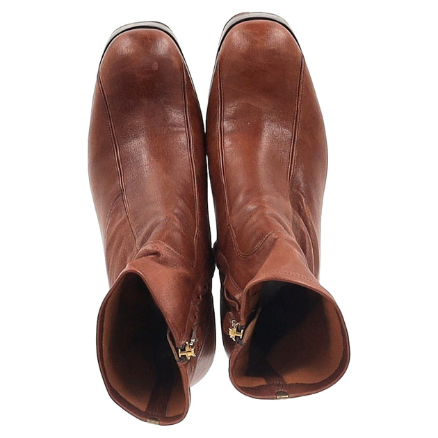 Chloé Platform Fitted Ankle Boots In Brown Leather | ShopSimon