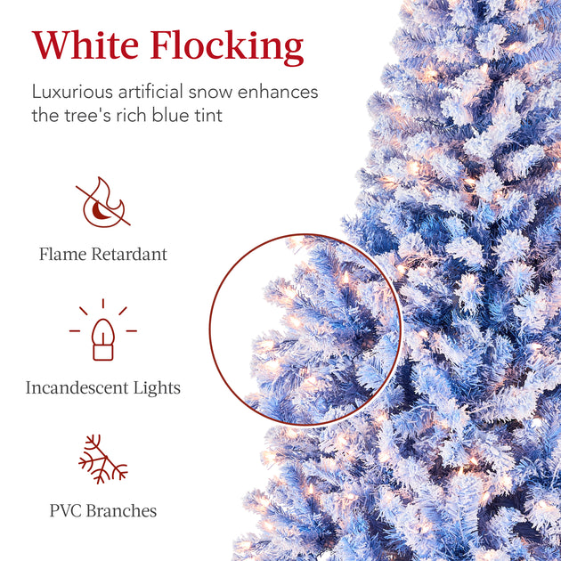 Best Choice Products Pre-lit Blue Christmas Pine Tree W/ Flocked ...