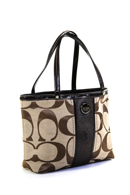 Coach Womens Double Handle Monogram Micro Mini Tote Handbag Brown ...
