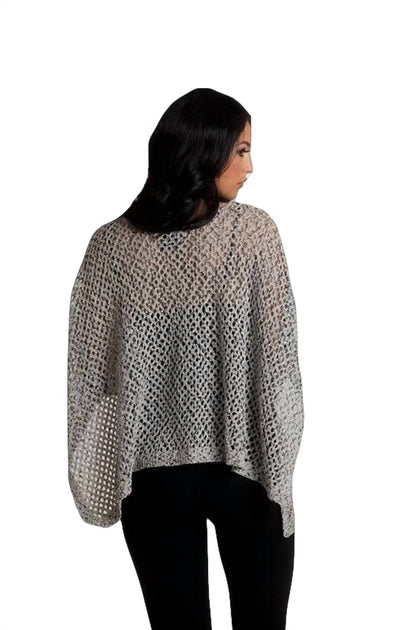 french kyss Crochet Poncho In Frost | ShopSimon