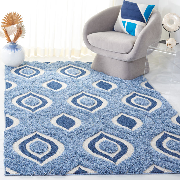 Safavieh Florida Shag Machine Made Area Rug, Blue / Ivory Shag ...