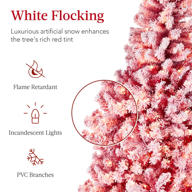 Best Choice Products Pre-lit Red Christmas Pine Tree W/ Flocked ...