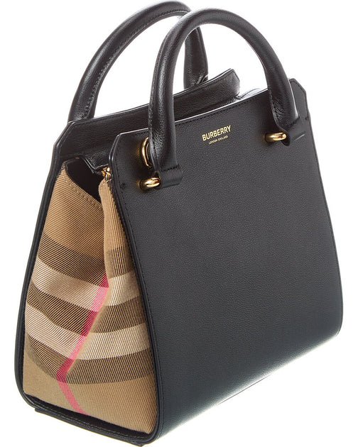 Burberry Banwell Small Check Canvas & Leather Satchel | ShopSimon