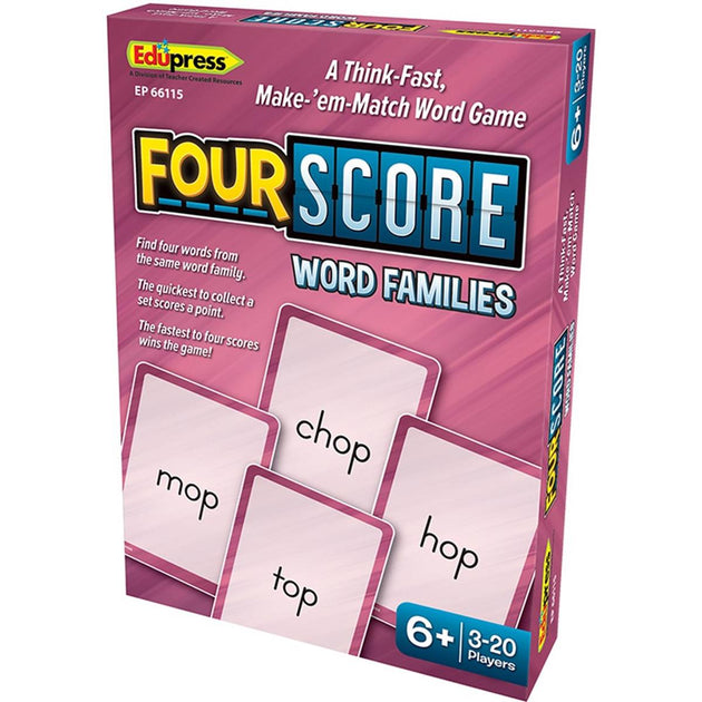 Teacher Created Resources Four Score Word Families Card Game - Pack Of ...