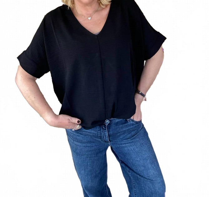 ZENANA Emma Dolman Top In Black | ShopSimon