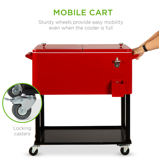 Best Choice Products 80qt Steel Rolling Cooler Cart W/ Bottle Opener ...
