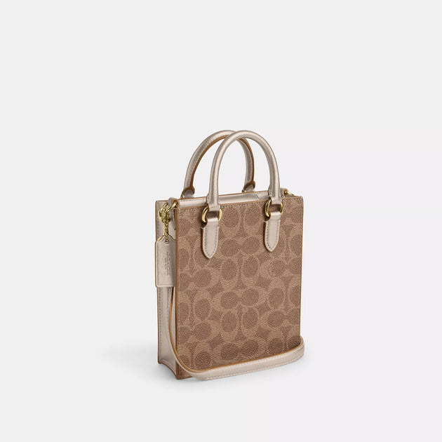 Coach Outlet Boxed Mini Tote Bag And Mirror Bag Charm Set In Signature ...