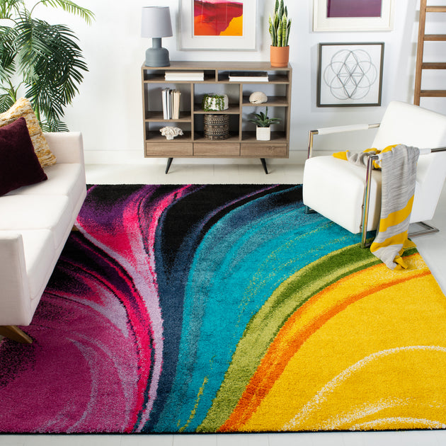 Safavieh Fiesta Shag Machine Made Area Rug, Multi Contemporary Style ...