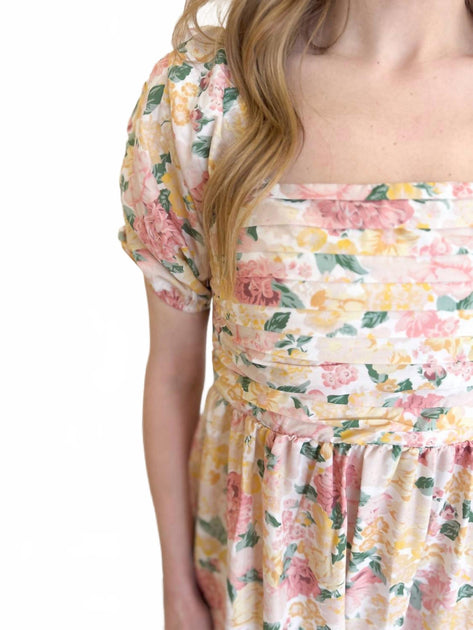 Baevely by Wellmade Maven Pleated Bodice Floral Maxi Dress In Multi ...