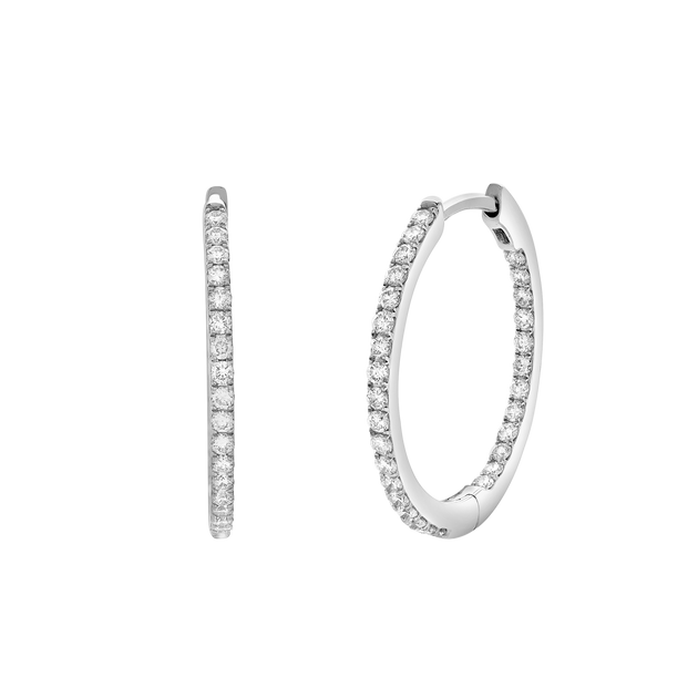 LuvMyJewelry Everbloom Sleek Inside Out Diamond Set Hoop Earrings in ...