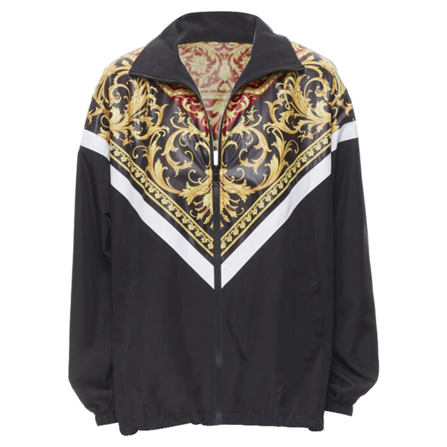 VERSACE Le Pop Classique Black Red Barocco Print Nylon Track Jacket ...