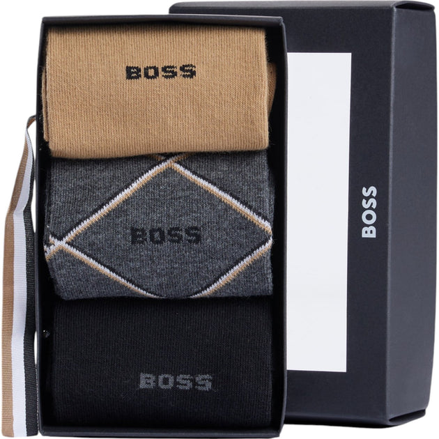 Hugo Boss Men's 3-pack Iconic Cotton Sock Gift Set, Black/camel ...