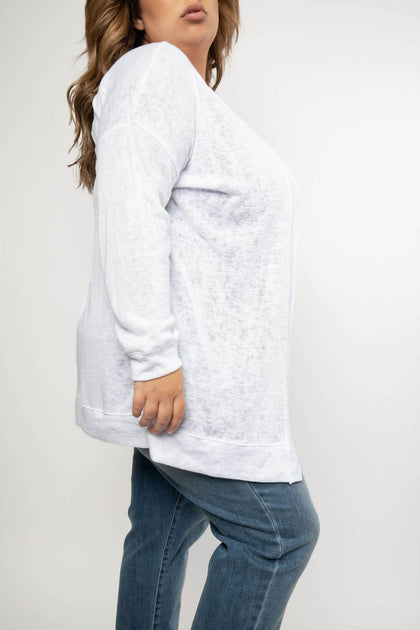 Nally & Millie Long Cardigan In White | ShopSimon