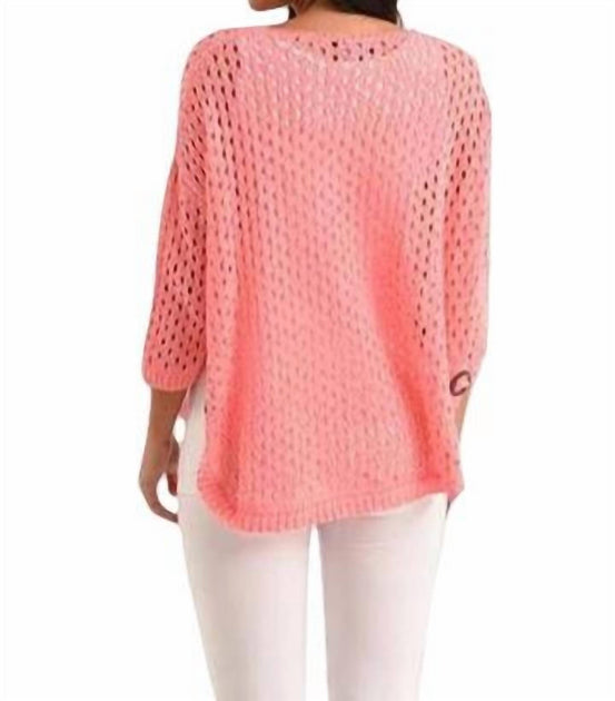 french kyss Aimee Wooden Button Poncho In Pink | ShopSimon