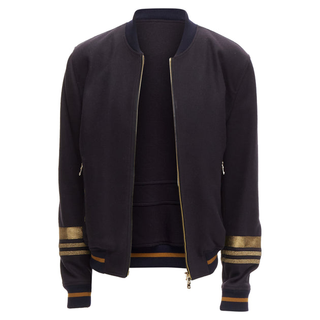 Dolce&Gabbana Dolce & Gabbana virgin wool military trim cuffed bomber ...